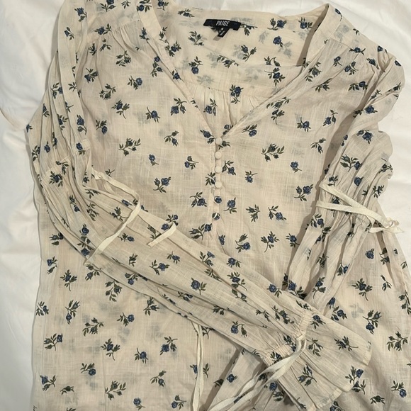 PAIGE | Tops | Paige Floral Dainty Blouse With Ties And Button | Poshmark